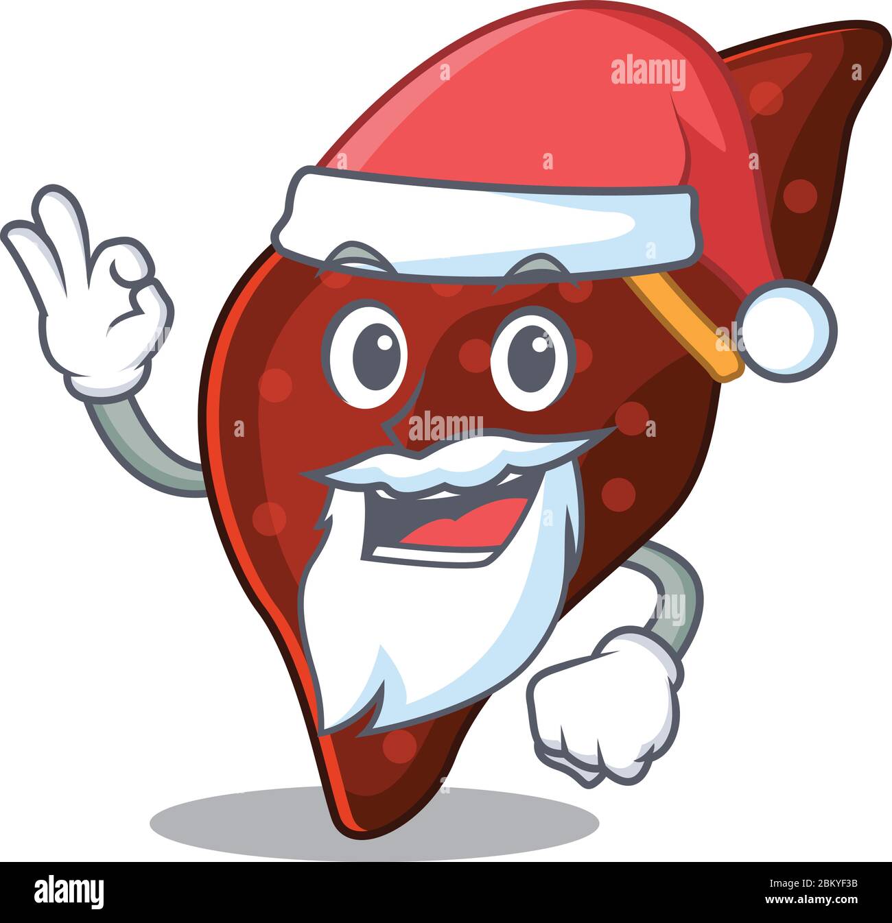 Cirrosis Humana Hígado Santa Personaje De Dibujos Animados Con Lindo