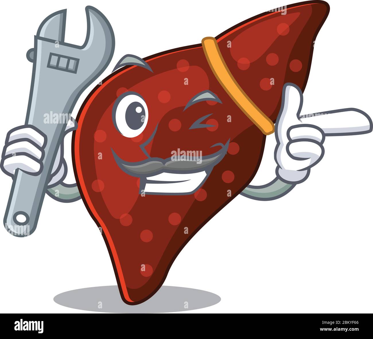 Una Imagen De La Cirrosis Hepática Humana Mecánico Mascota Diseño