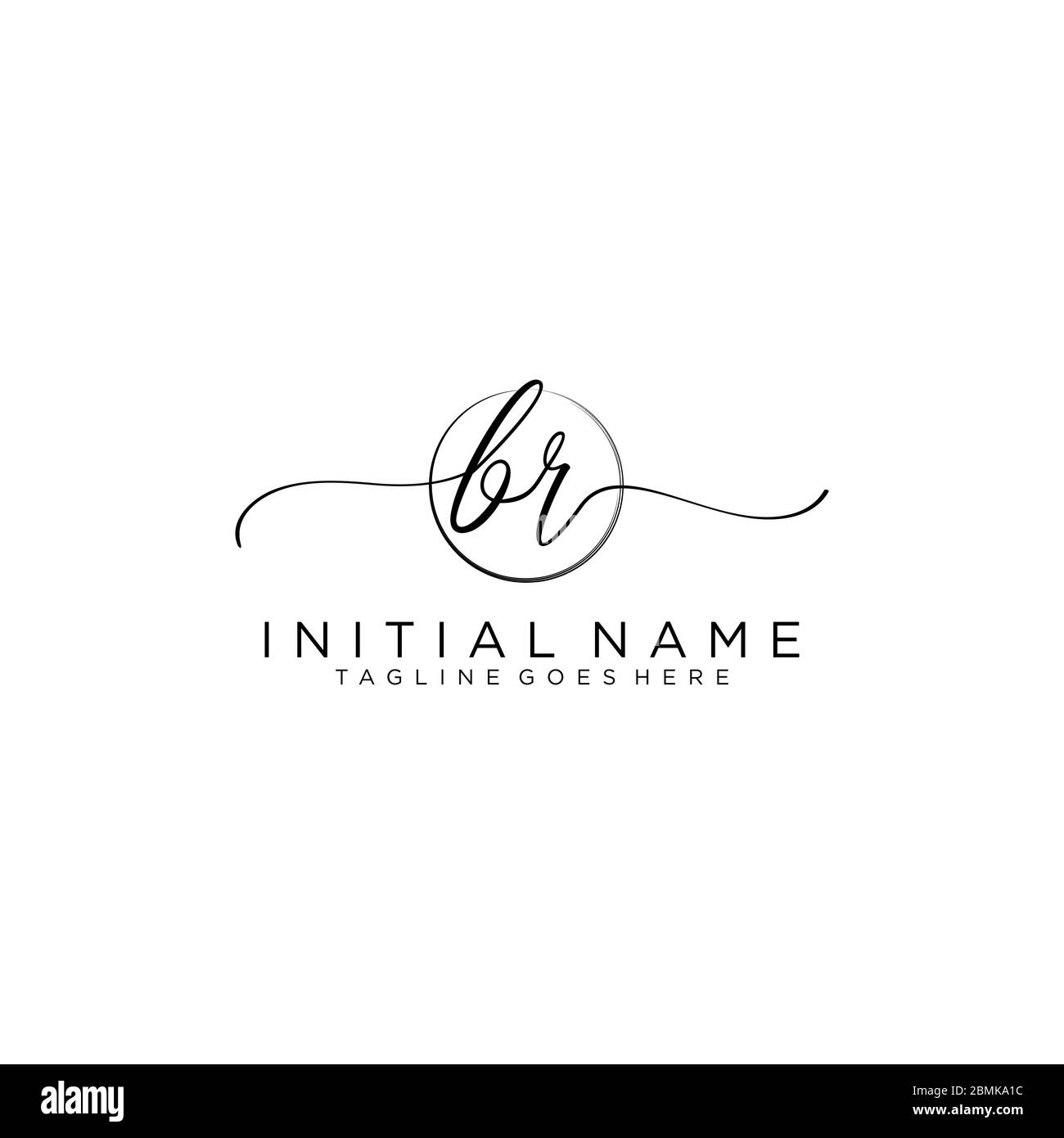Logotipo Inicial De Escritura Br Con Vector De Plantilla Circular
