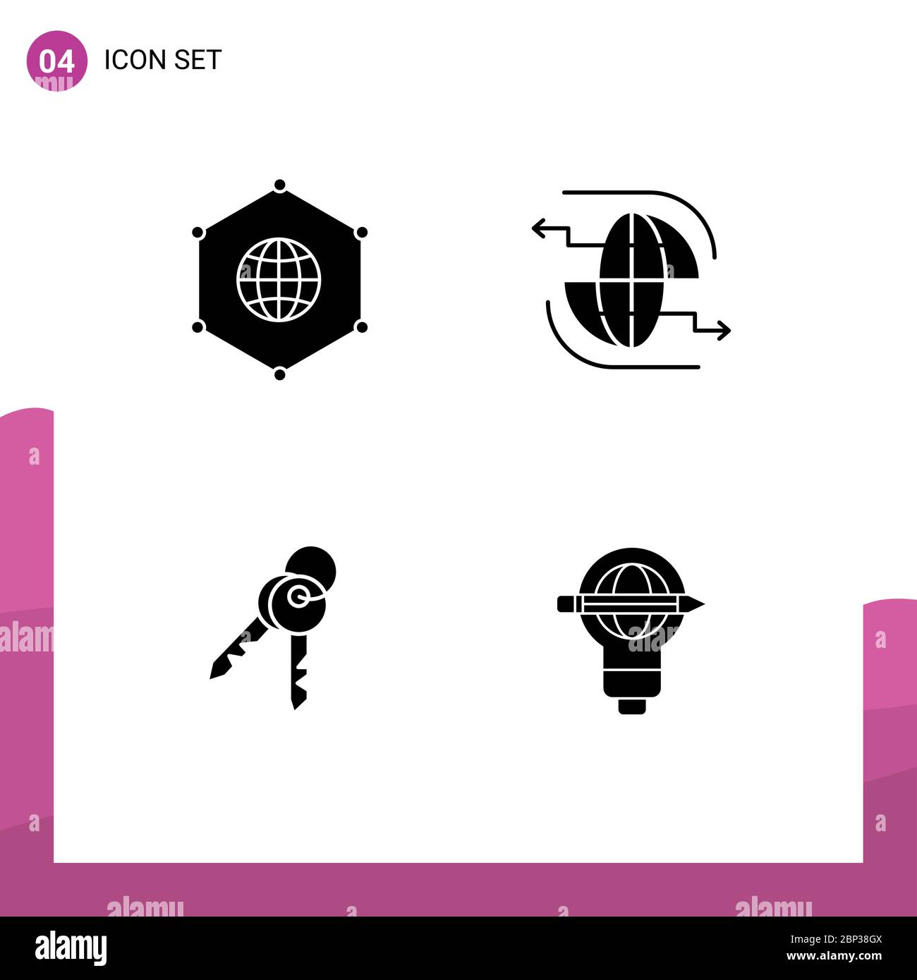 Conjunto De Glifos Sólidos Vectoriales En Cuadrícula Para La Red
