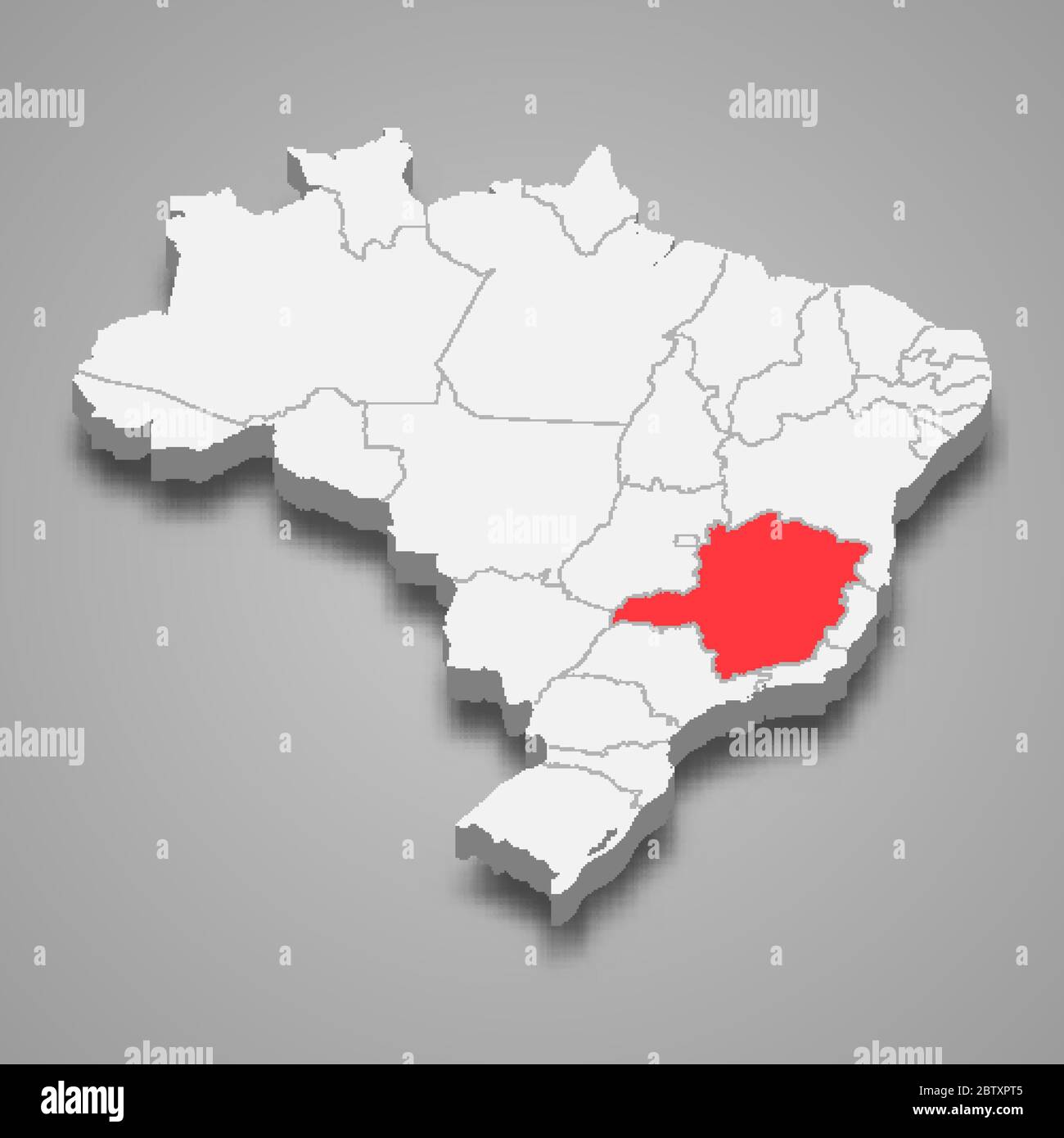 Ubicación Del Estado De Minas Gerais Dentro Del Mapa 3d De Brasil