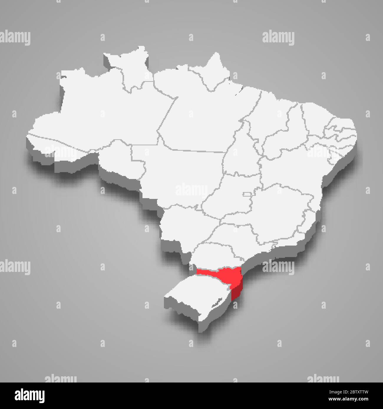 Ubicación Del Estado De Santa Catarina Dentro Del Mapa 3d De Brasil