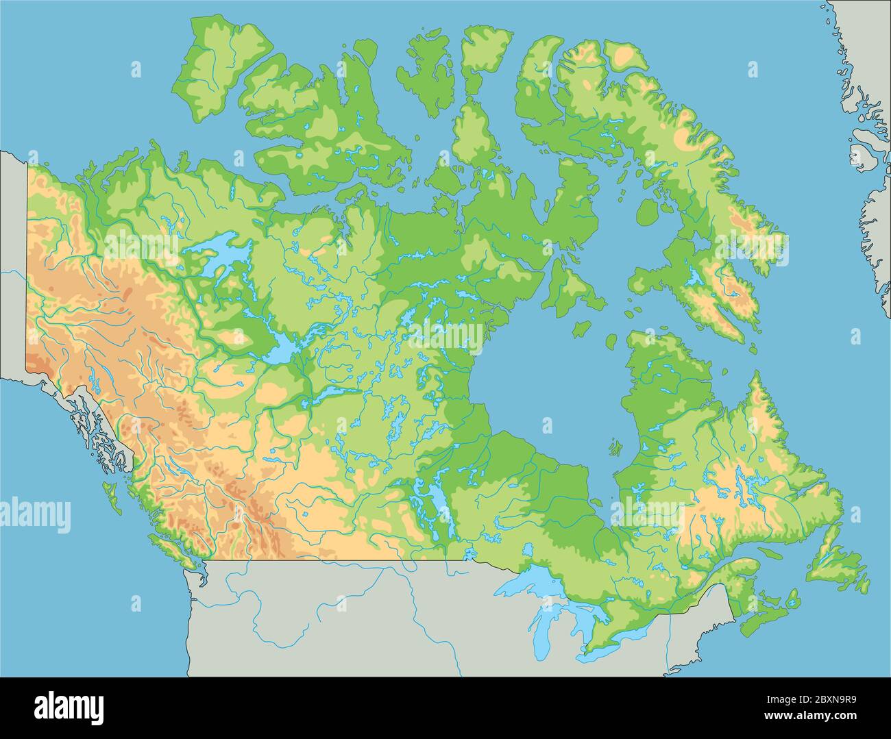 Mapa Fisico De Canada Con Rios