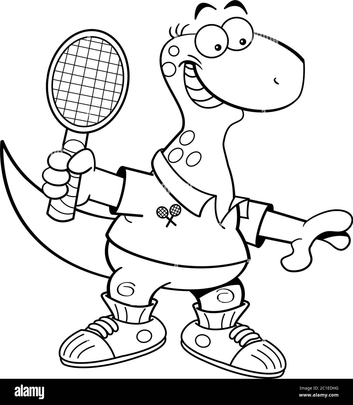 Ilustraci n En Blanco Y Negro De Un Brontosaurus Jugando Al Tenis ilustraci-n-en-blanco-y-negro-de-un-brontosaurus-jugando-al-tenis