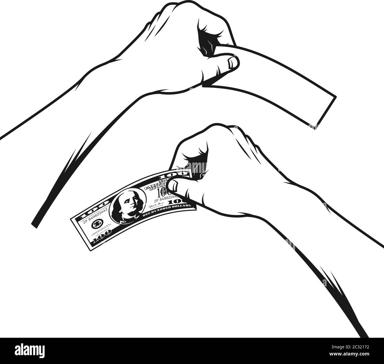 la-mano-tiene-un-billete-de-cien-d-lares-imagen-vector-de-stock-alamy