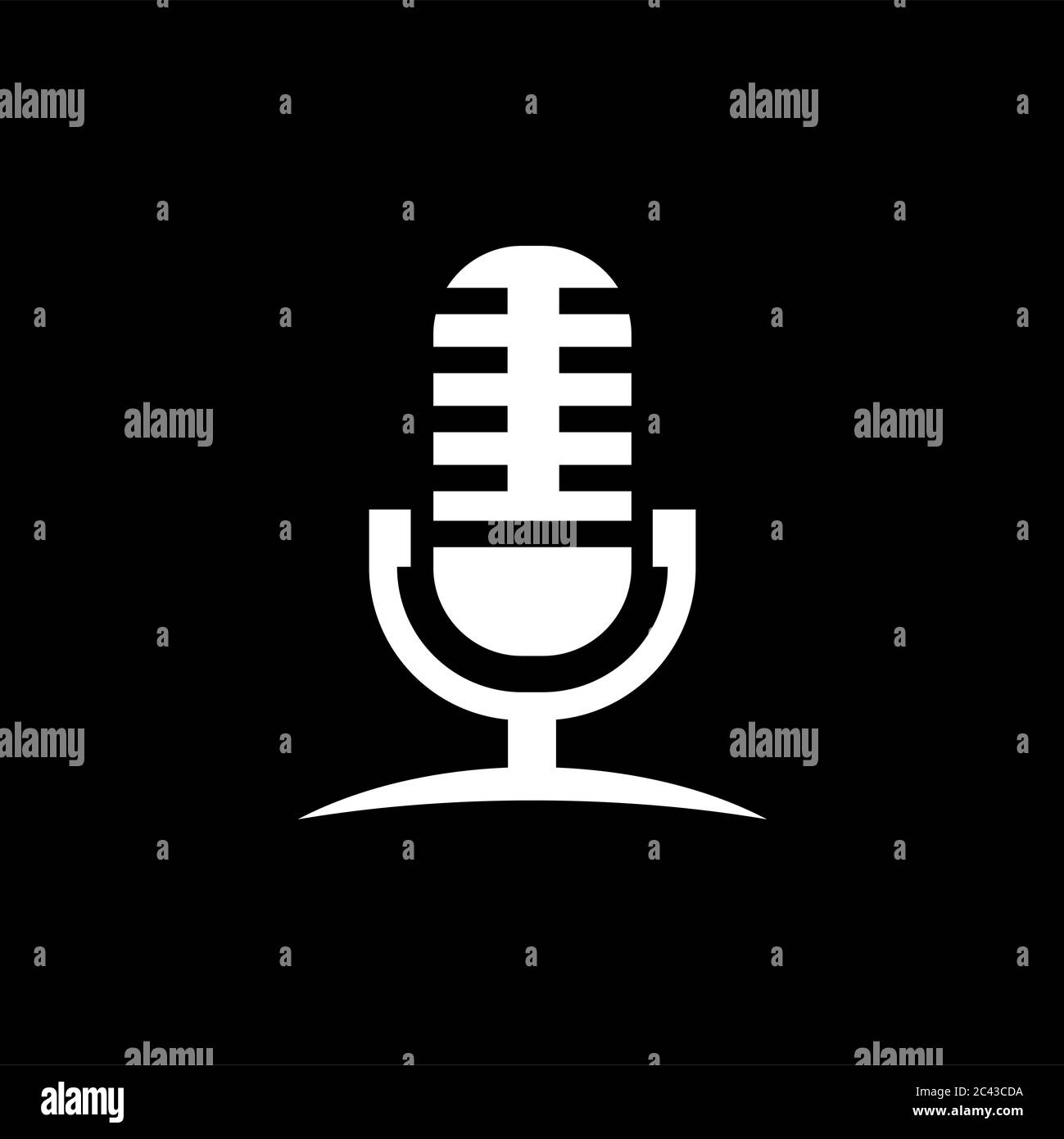 Icono De Micrófono Sobre Fondo Negro Ilustración De Vector De Estilo