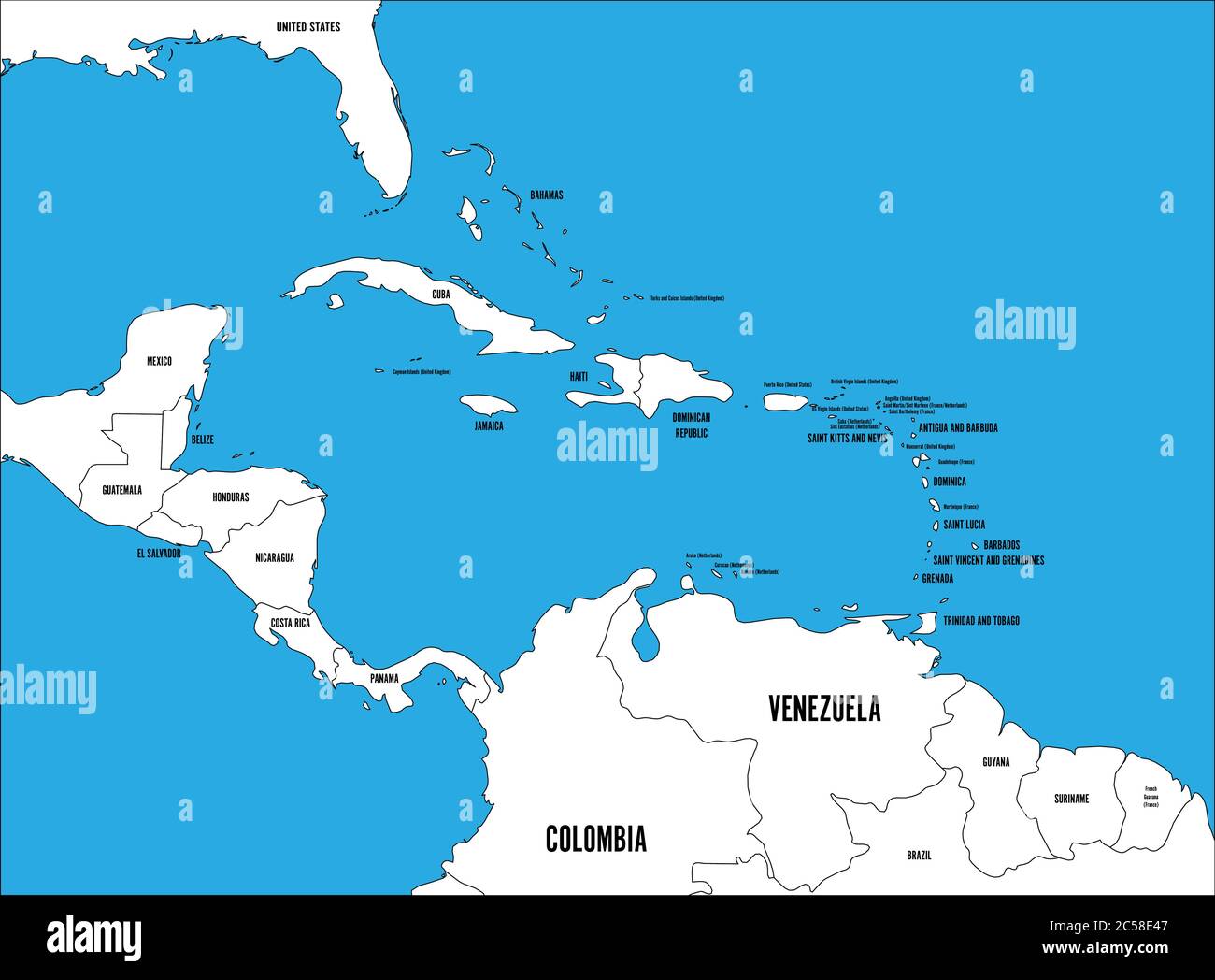 Del Caribe Mapa De America Con Nombres Para Imprimir