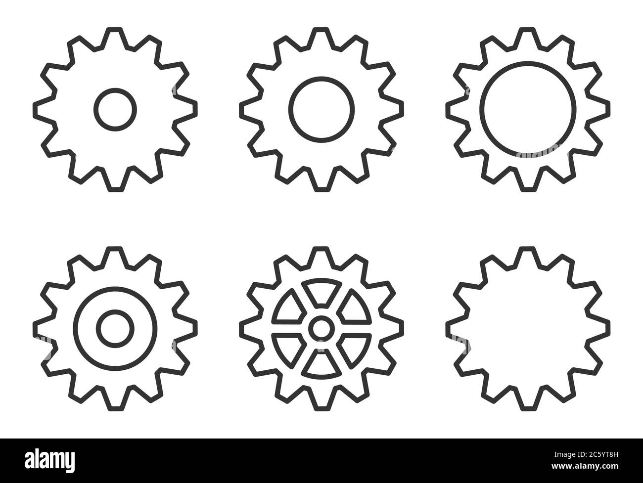 Conjunto De Símbolos De Silueta De Icono De Engranaje Imagen De