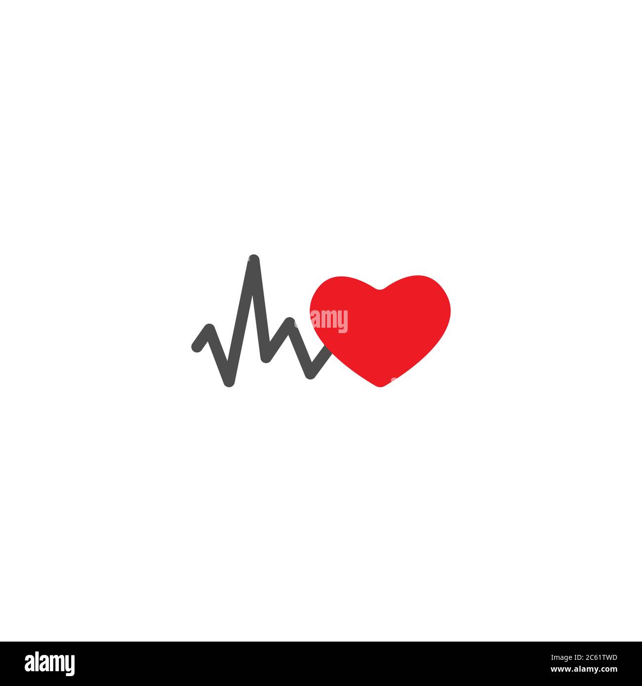Corazón Rojo Y Latido Del Corazón O Icono De Pulso Línea De Amor