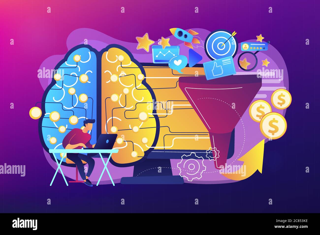 Herramientas De Marketing Impulsadas Por Ia Concepto De Ilustración