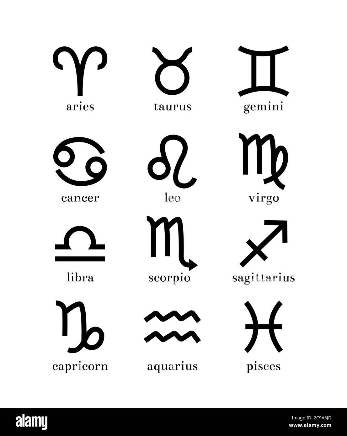 Conjunto De Signos Del Zodiaco Colección De Calendario Astrológico