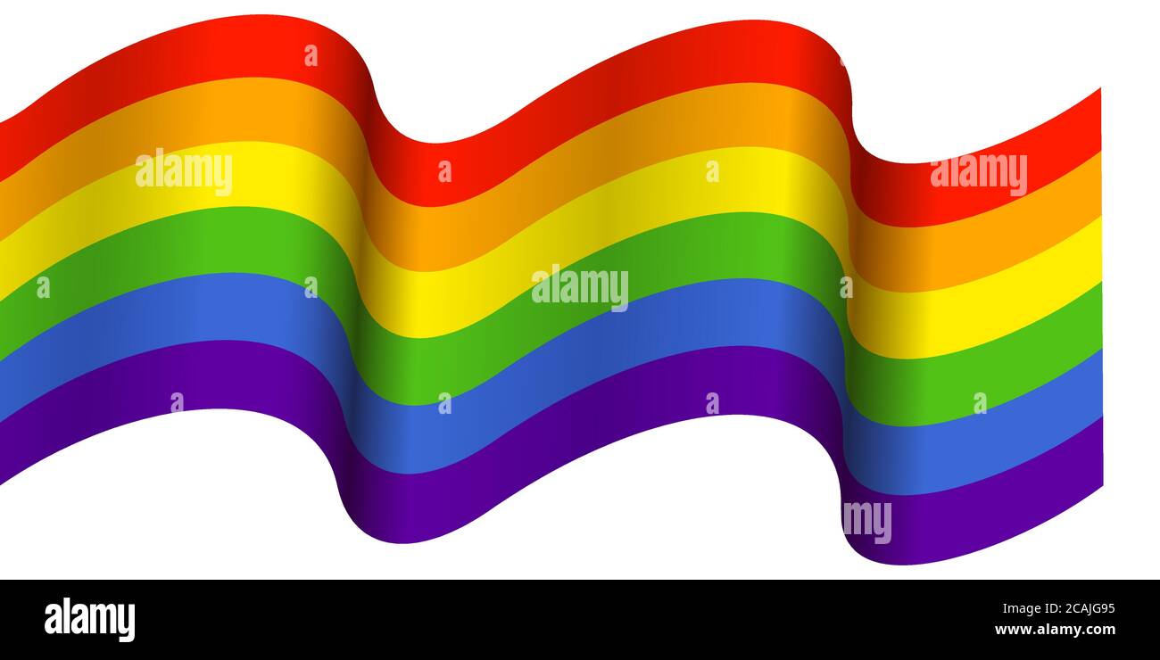 Ondeando La Bandera Del Arco Iris Sobre Fondo Blanco Rainbow Lgbt