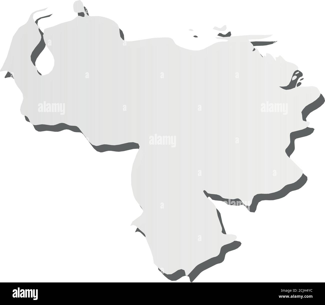 Venezuela Mapa De Silueta Gris En 3d De La Zona Del País Con Sombra