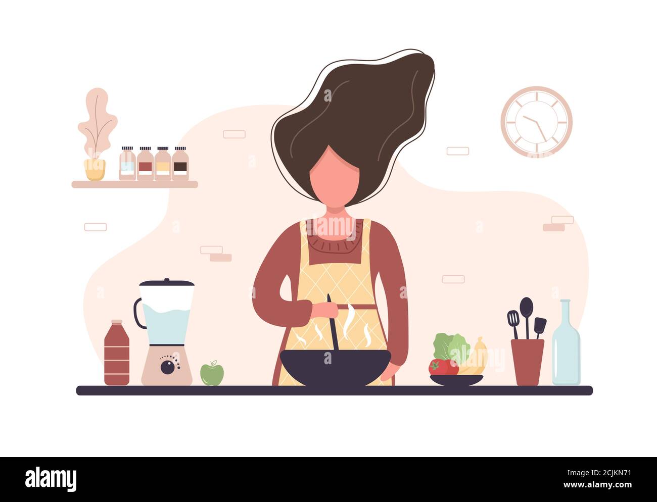 Chica Cocinando Dibujos Animados