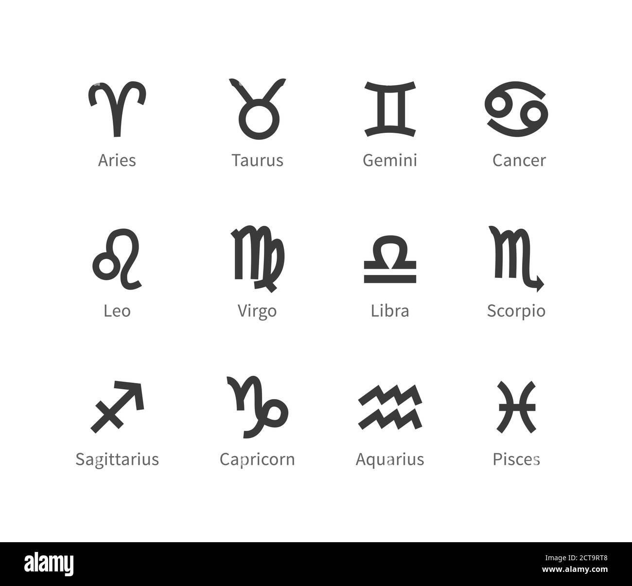 Signos Del Zodiaco Iconos Vectoriales Horóscopo Negro Iconos Aislados