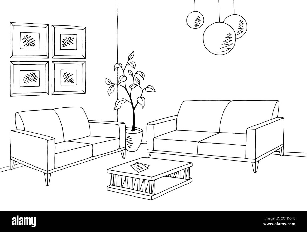 Sala De Estar Clipart Blanco Y Negro