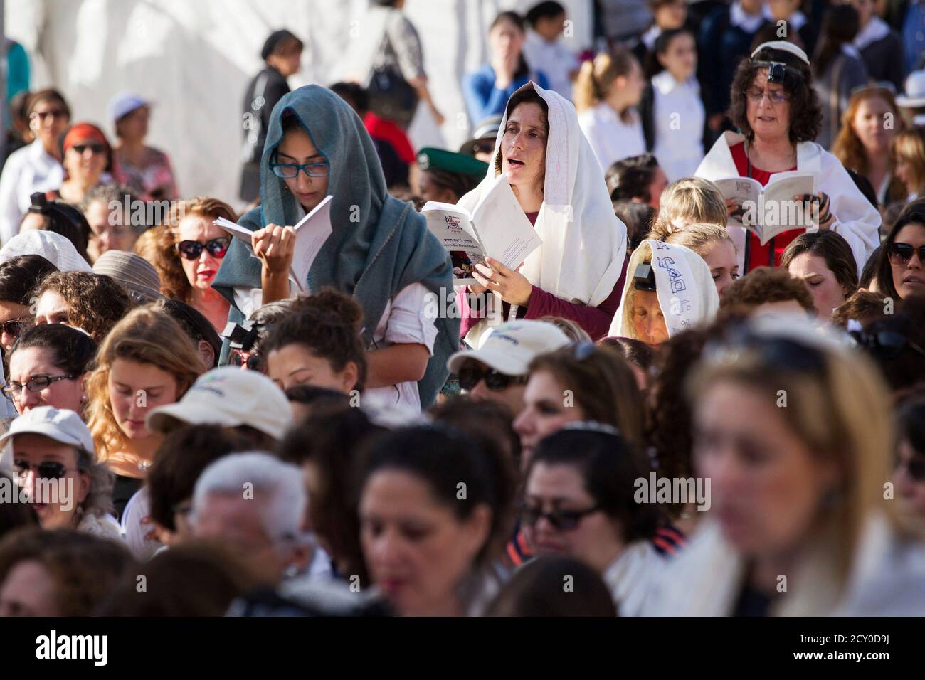 Members Of Women Of The Wall Group Wear Prayer Shawls During A