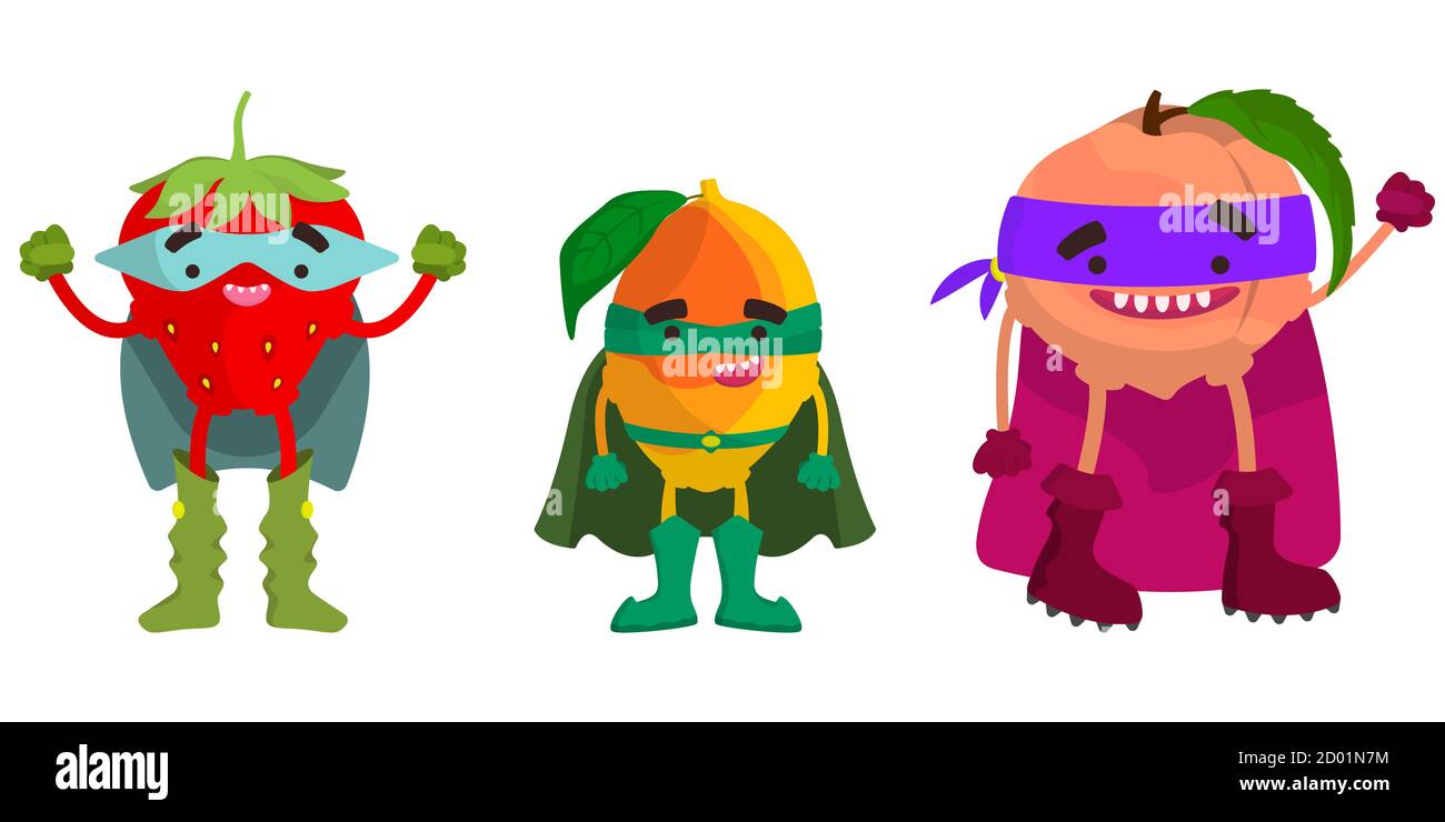 Cartoon Illustration Funny Fruits Collection Fotografías E Imágenes De