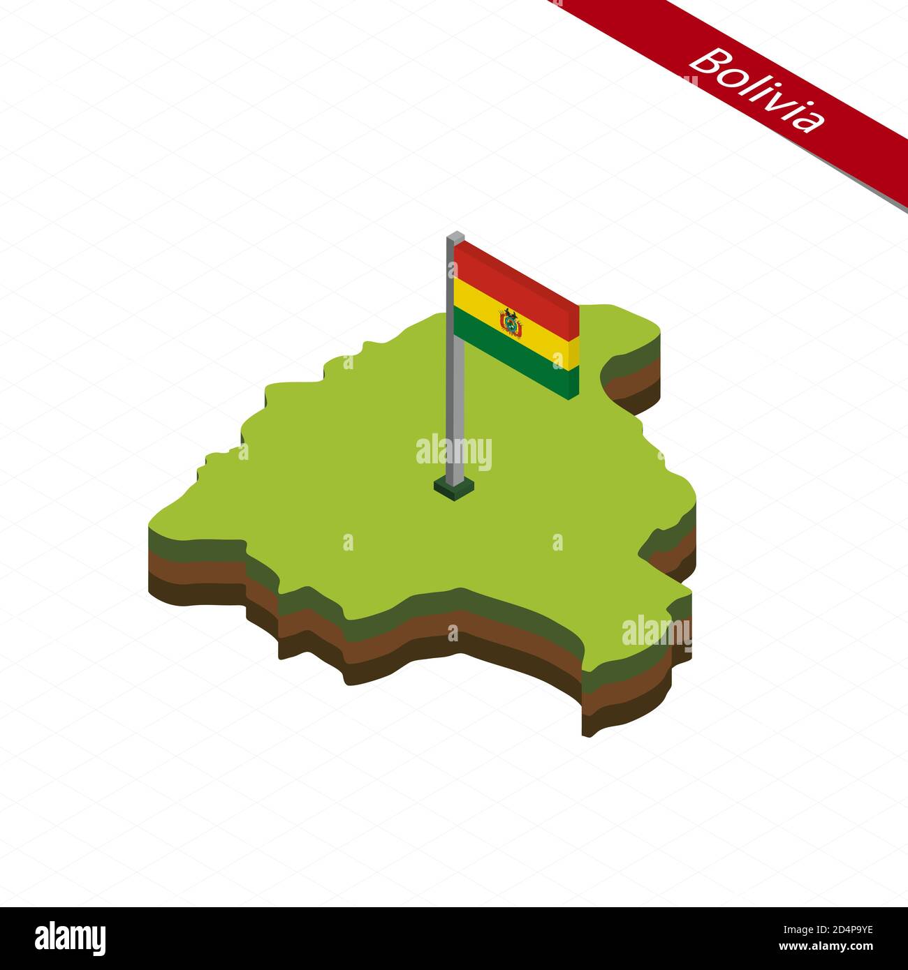Mapa Isométrico Y Bandera De Bolivia Forma Isométrica 3d De Bolivia