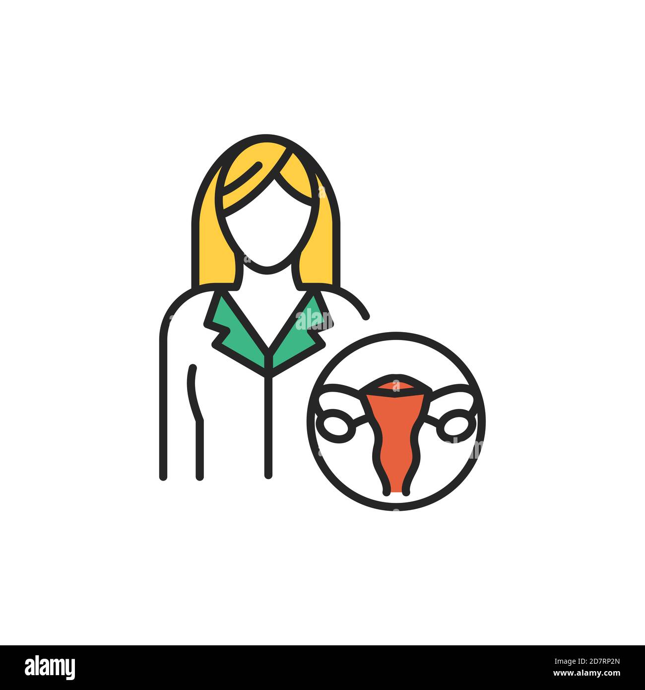 Icono De Línea De Color Ginecólogo Experto En La Materia Pictograma