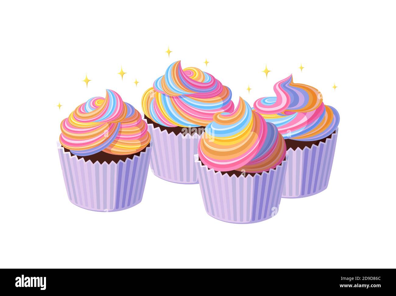 Cupcakes Con Hielo Arcoíris En La Piscina Deliciosos Y Brillantes