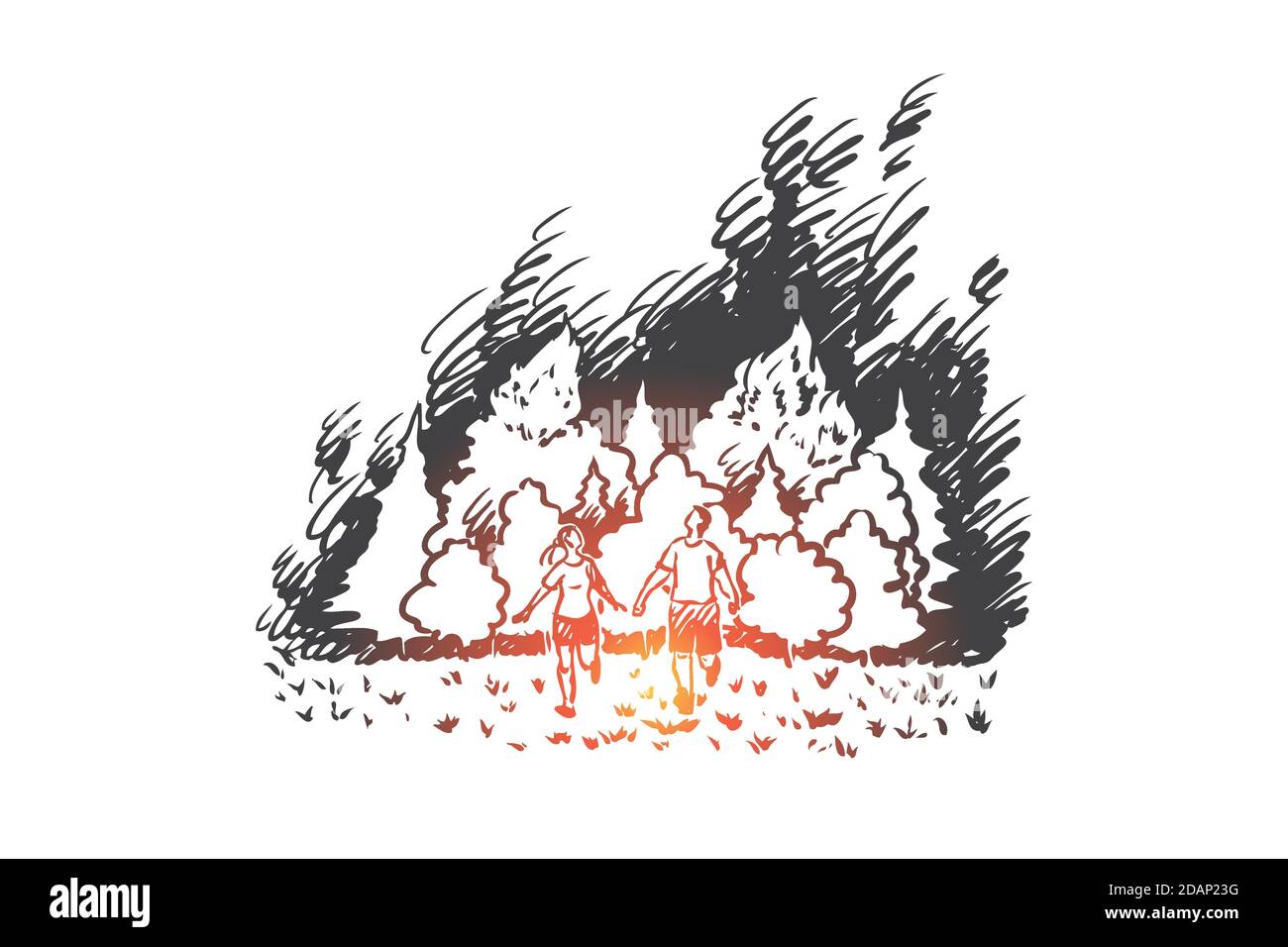 Incendio Forestal Peligro Llama Bosque Concepto De Desastre Vector
