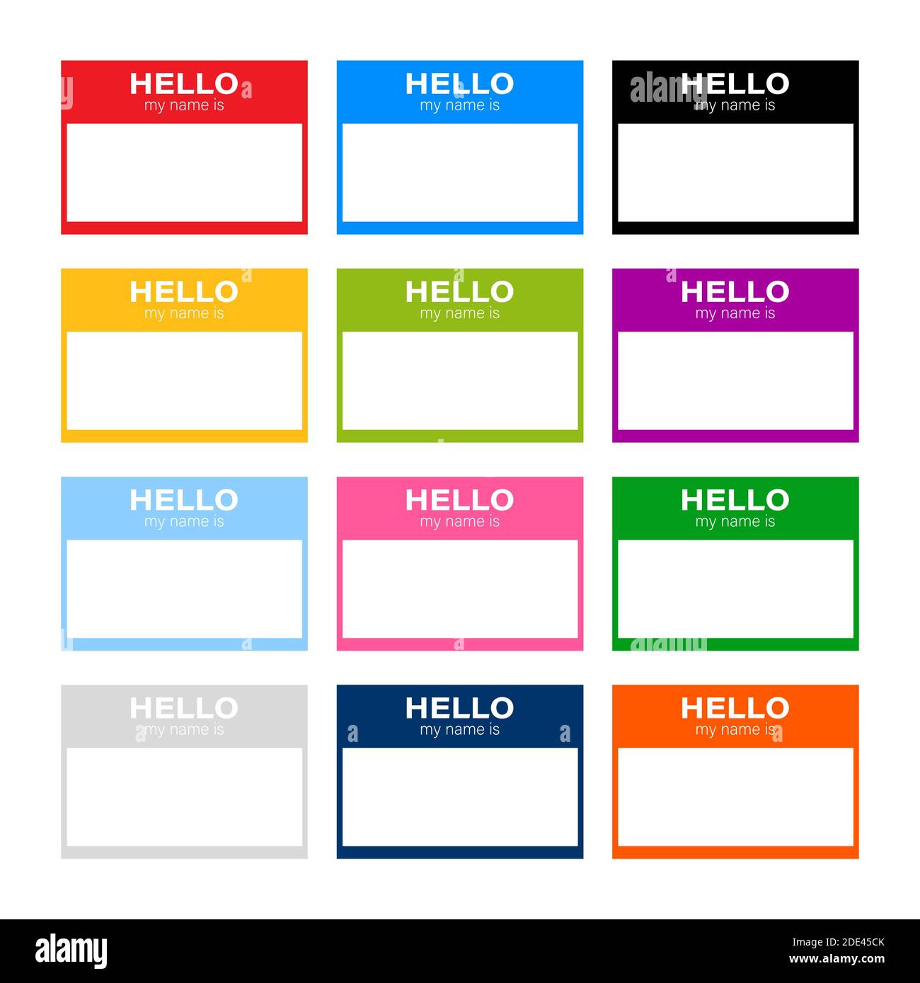 Set Hello My Name Is Label Sticker On White Background Ilustración De Stock Vectorial Imagen
