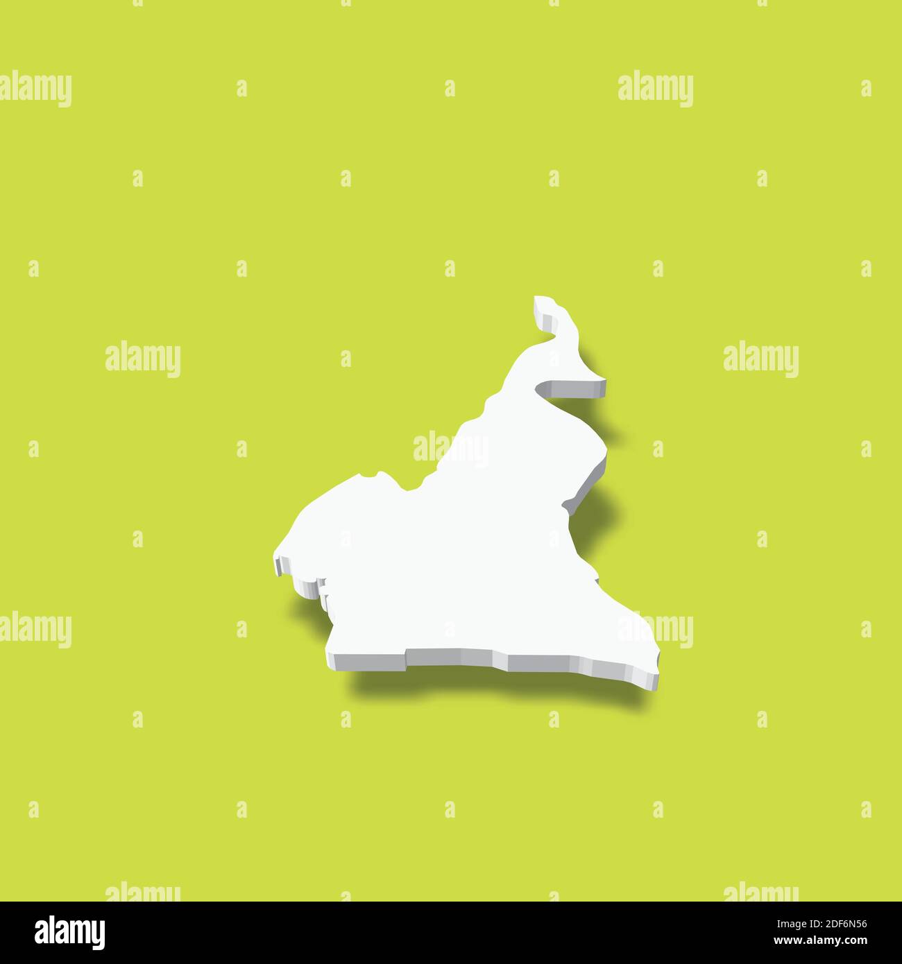 Camerún Mapa Blanco De Silueta 3d De La Zona Del País Con Sombra