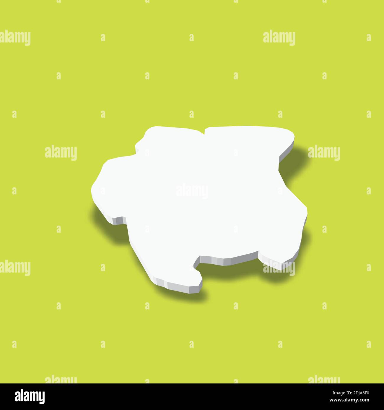Surinam Mapa Blanco De Silueta 3d De La Zona Del País Con Sombra