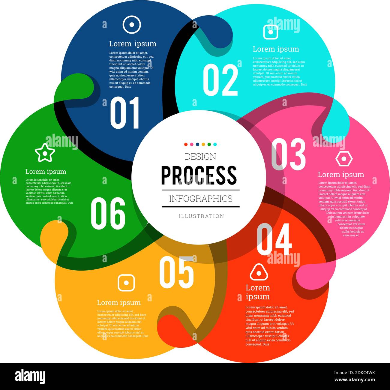 Infografías Circulares Que Muestran El Proceso De 6 Pasos Que Fluyen De