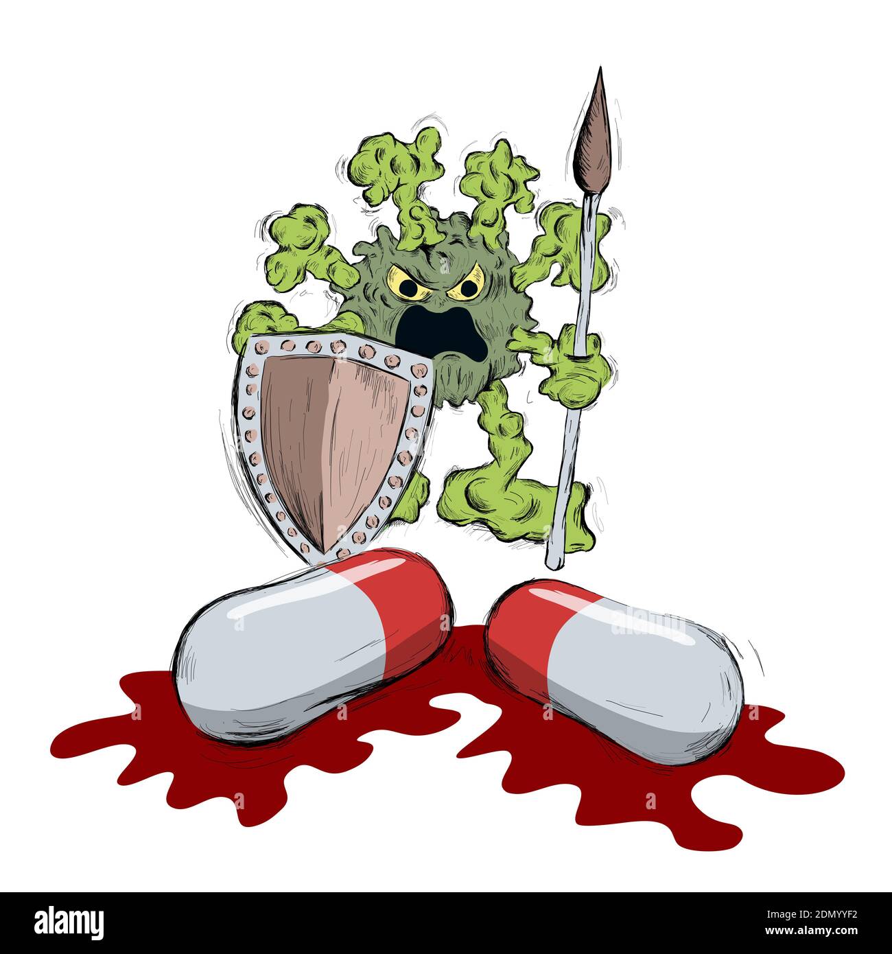 Dibujos Animados De Antibióticos Matando Bacterias