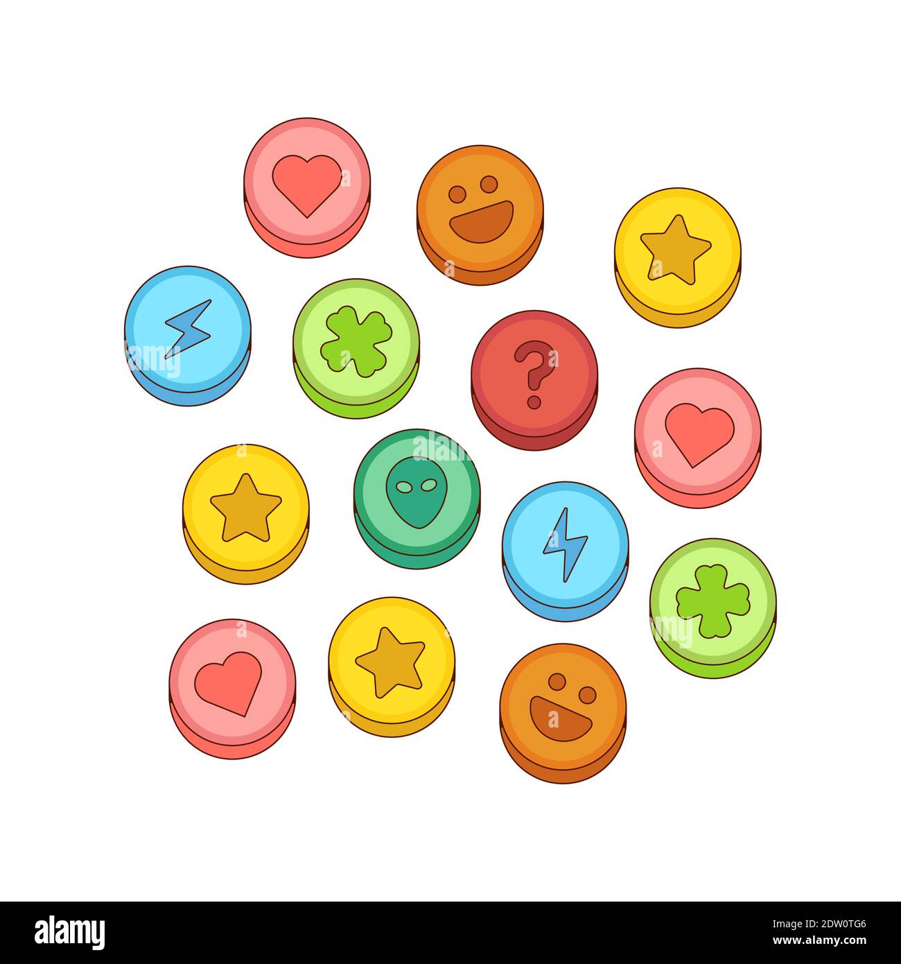 Colorido éxtasis Pillls Ilustración Vectorial Aislada Sobre Fondo