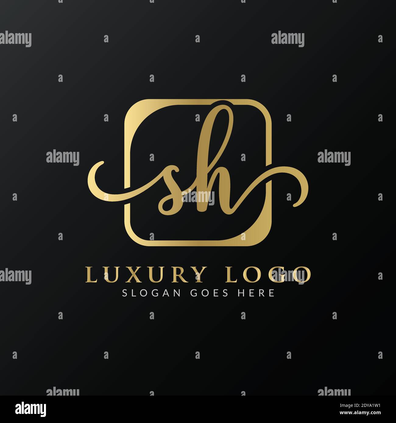Inicial Sh Letra Logo Diseño Vectorial Plantilla Resumen Carta De Lujo