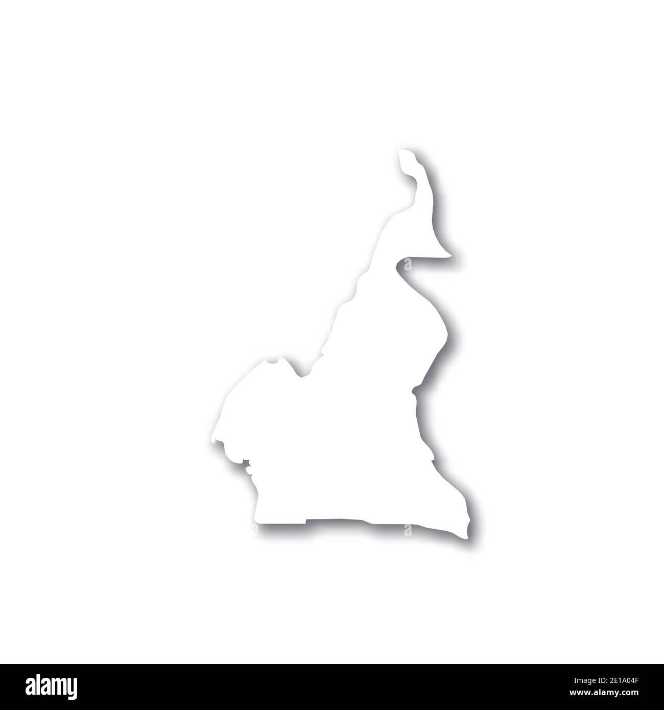 Camerún Mapa Blanco De Silueta 3d De La Zona Del País Con Sombra