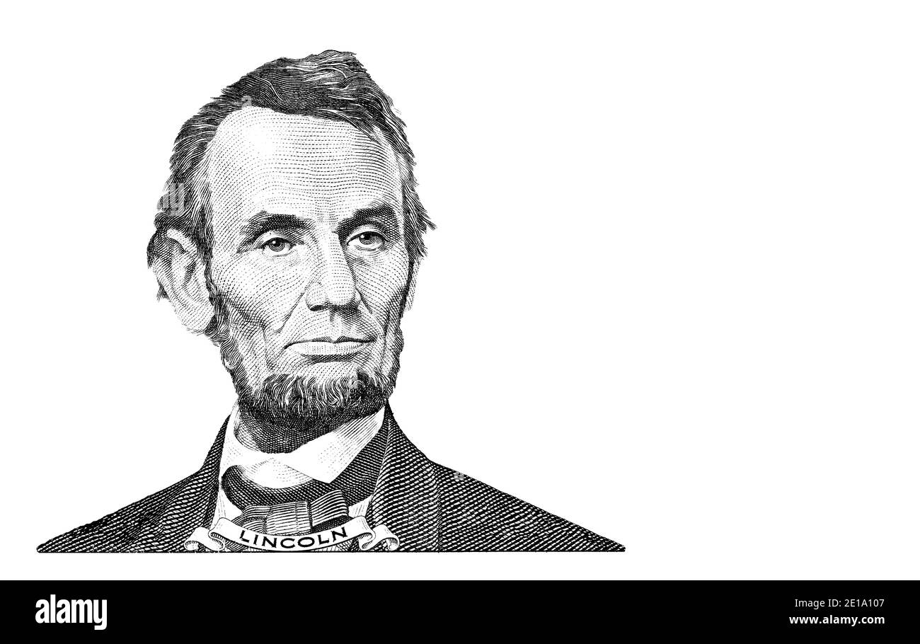 abraham-lincoln-recort-un-nuevo-billete-de-5-d-lares-aislado-fondo