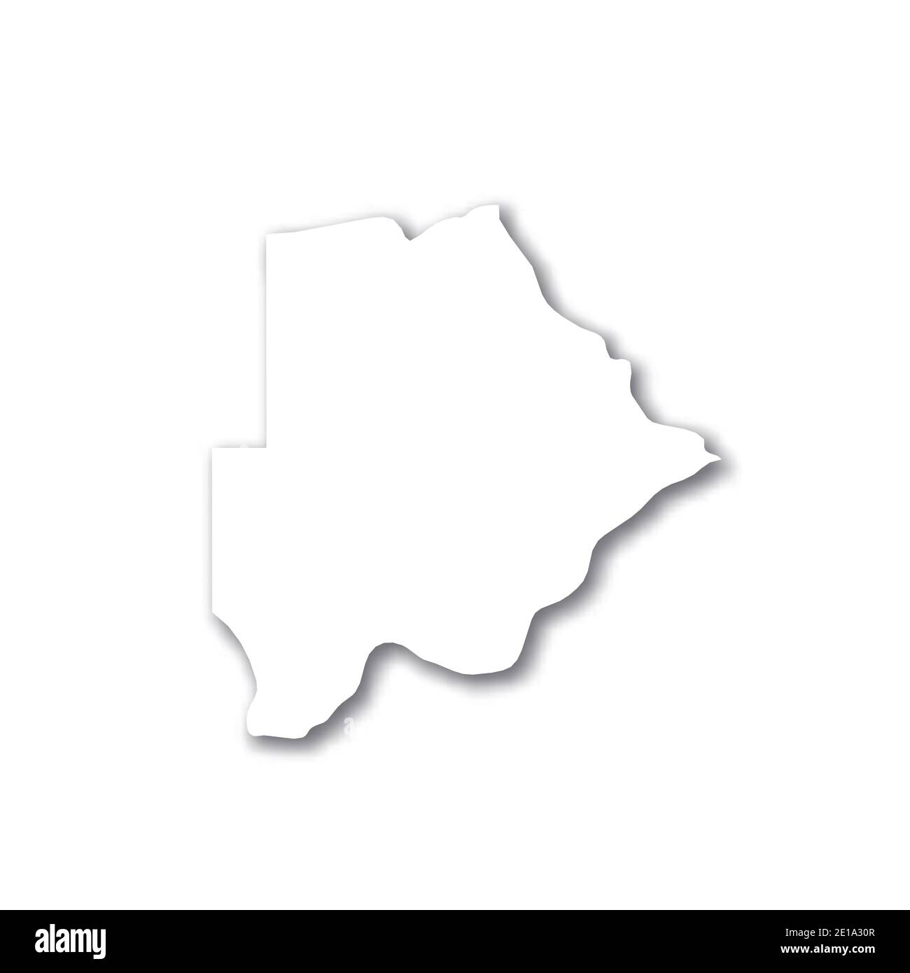 Botswana Mapa Blanco De Silueta 3d De La Zona Del País Con Sombra