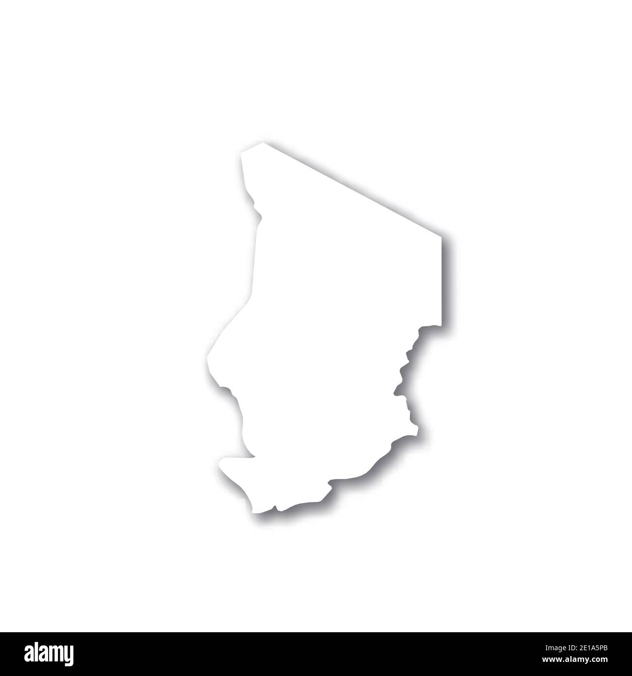 Chad Mapa Blanco De Silueta 3d De La Zona Del País Con Sombra Caída