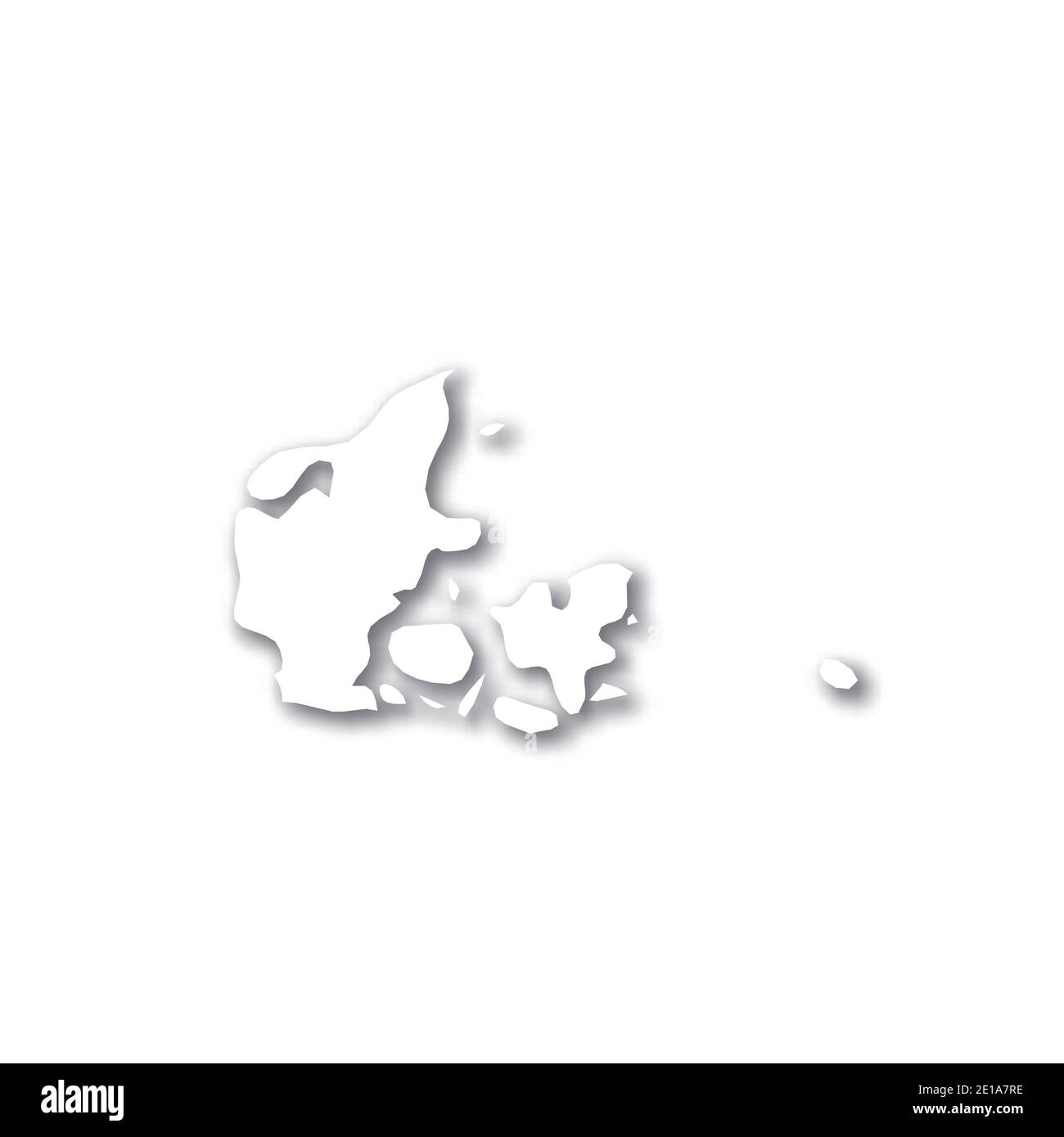 Dinamarca Mapa De Silueta 3d Blanco De La Zona Del País Con Sombra