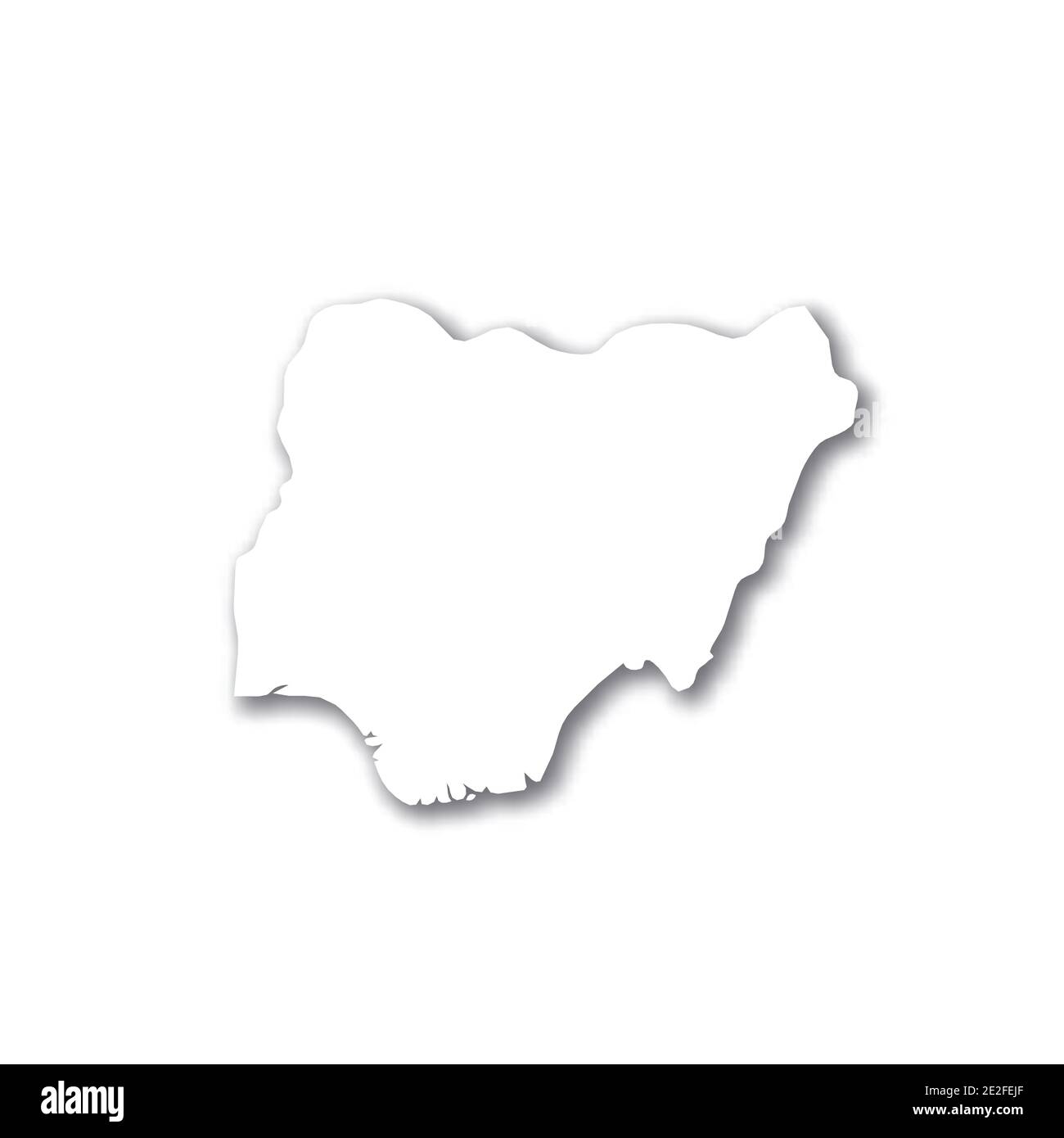 Nigeria Mapa De Silueta 3d Blanco De La Zona Del País Con Sombra