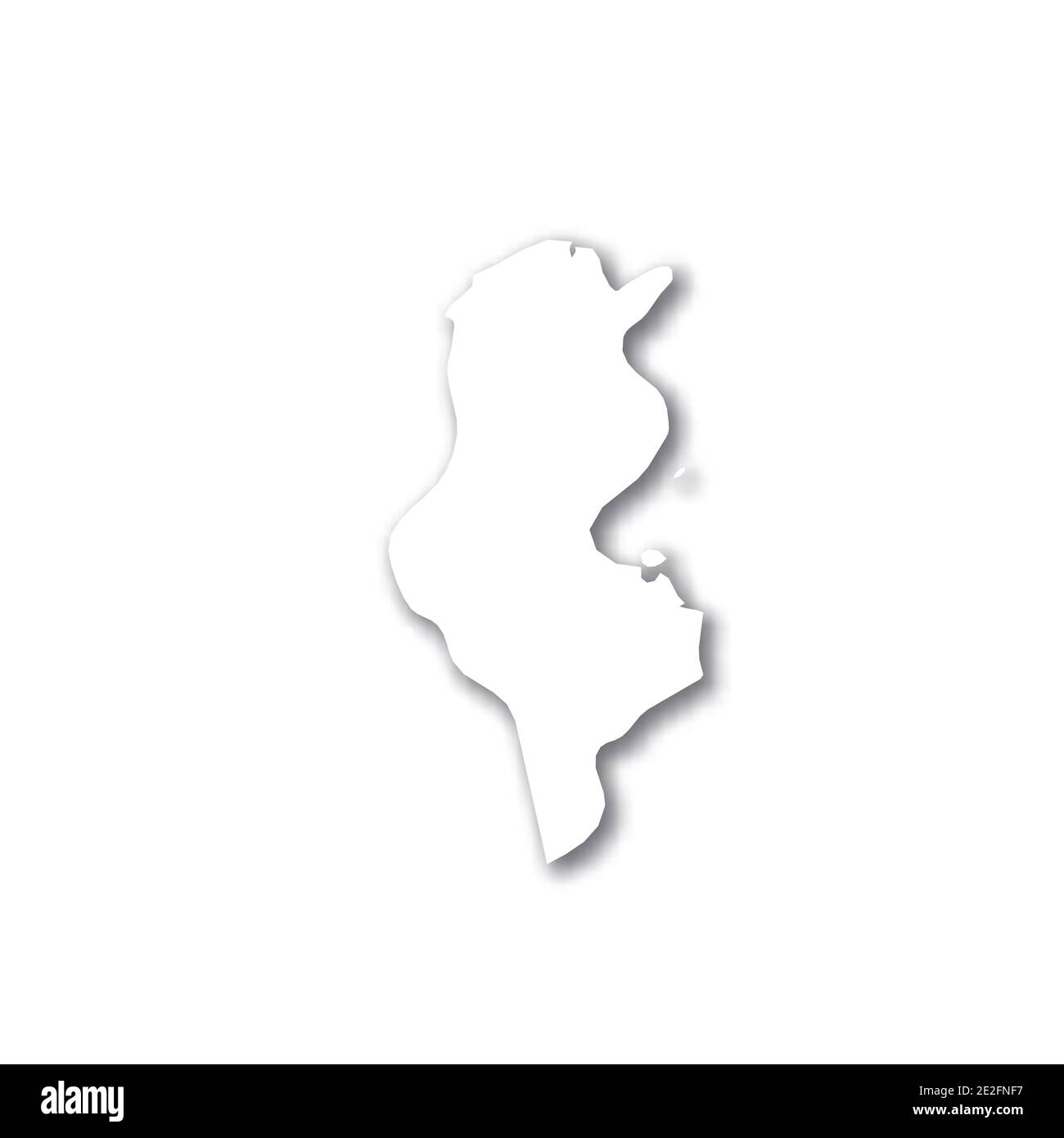 Túnez Mapa Blanco De Silueta 3d De La Zona Del País Con Sombra Caída