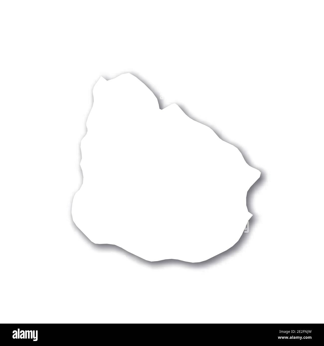 Uruguay Mapa Blanco De Silueta 3d De La Zona Del País Con Sombra