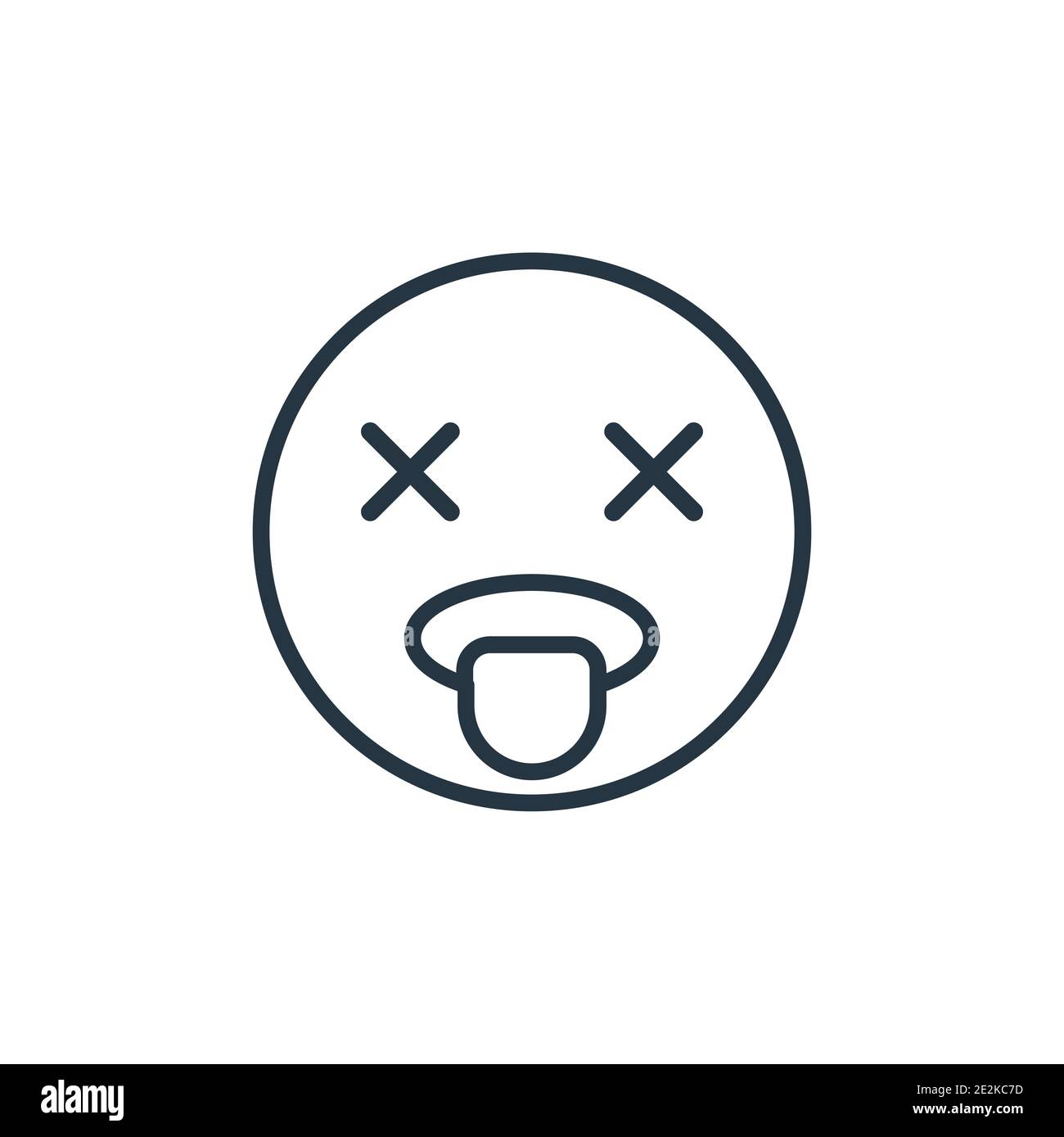 Icono De Vector De Contorno De Emoji Agotado Línea Fina Negro Exhausta