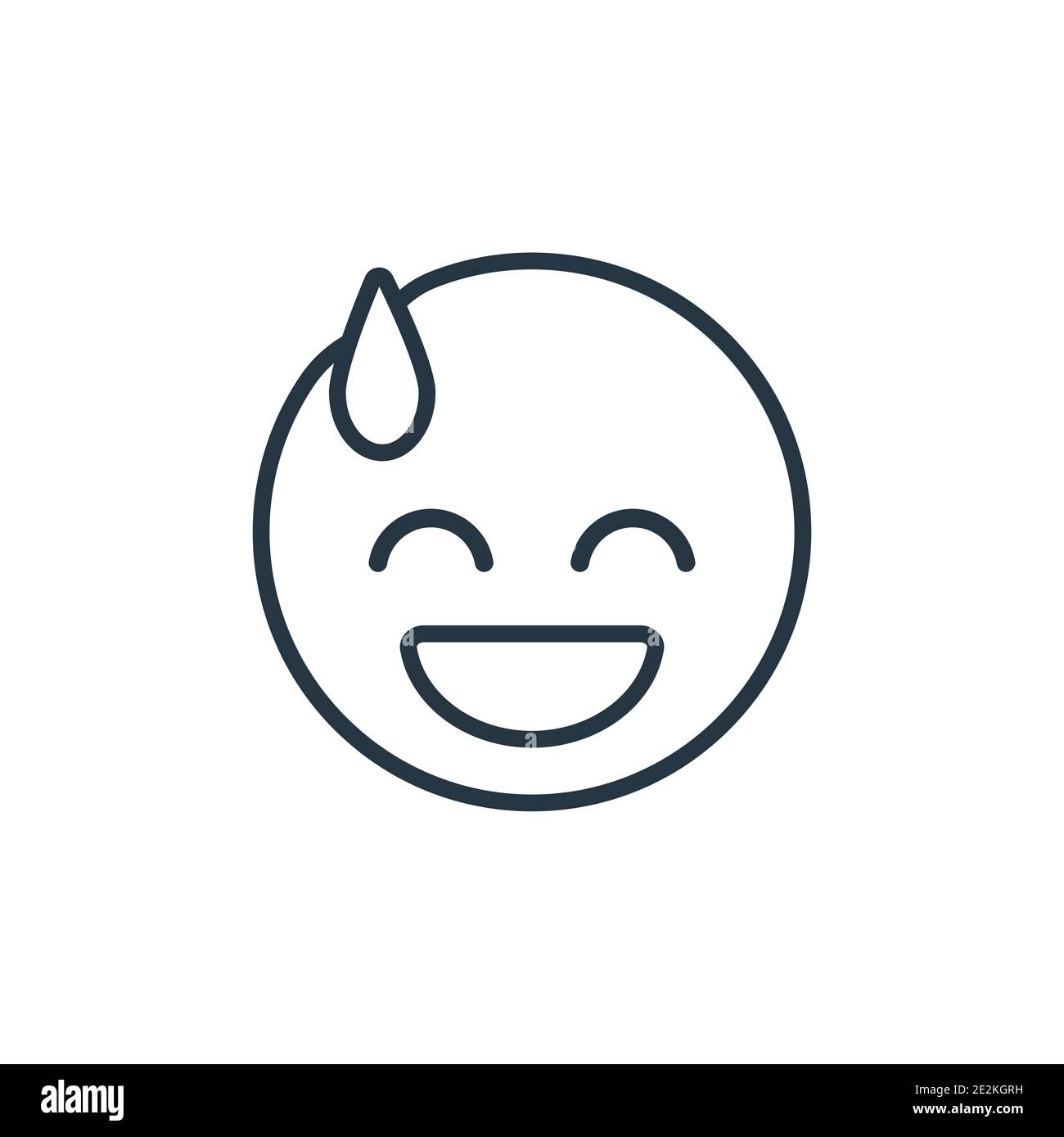 Icono De Vector De Contorno Emoji Avergonzado Línea Fina Negro Icono
