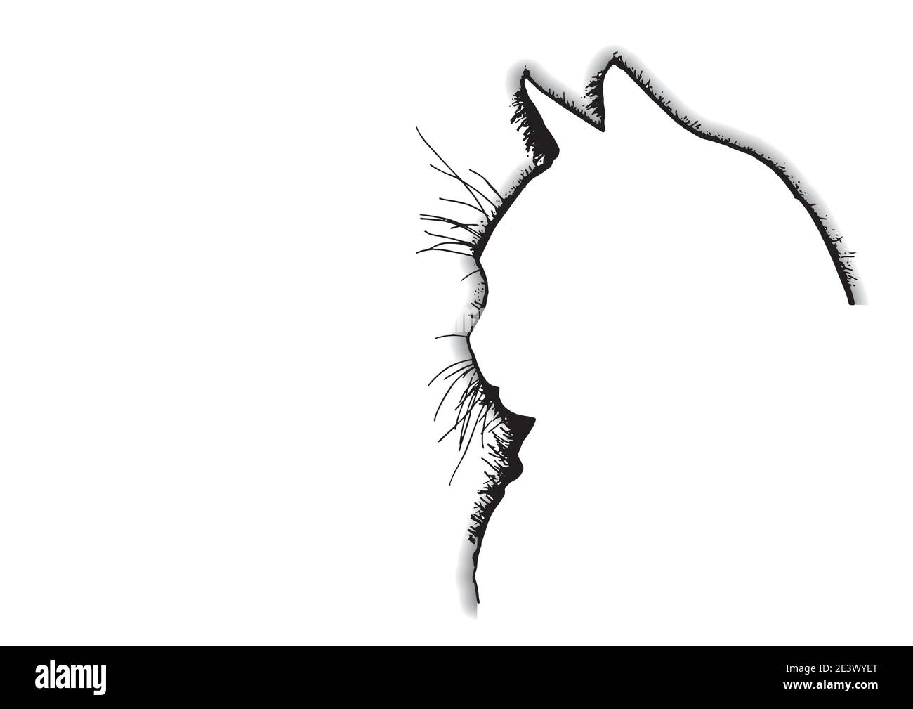 Hermosa Ilustración De Un Gato Silueta De La Cabeza De Gato En Estilo