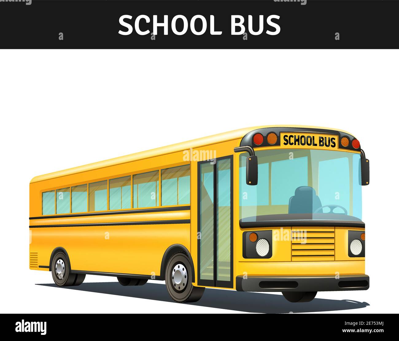 Diseño De Autobús Escolar Vacío Amarillo Con Título Ilustración