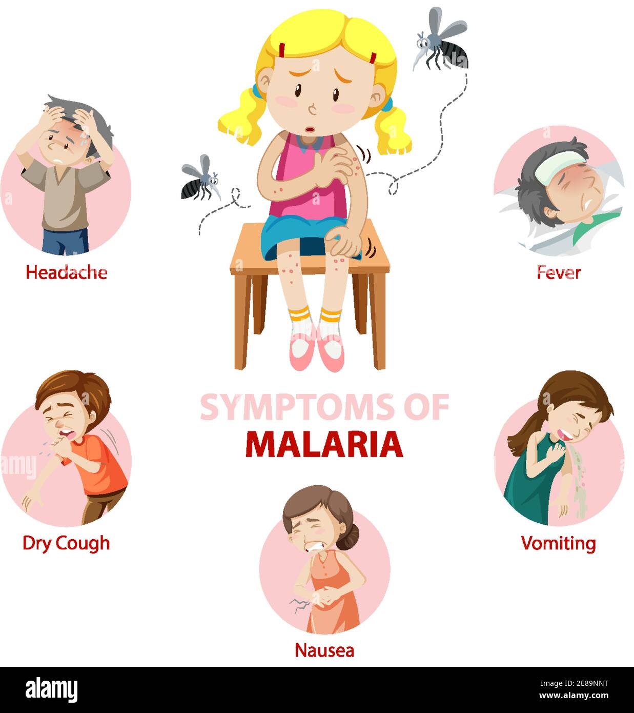 Información Sobre Los Síntomas De La Malaria Ilustración Infográfica