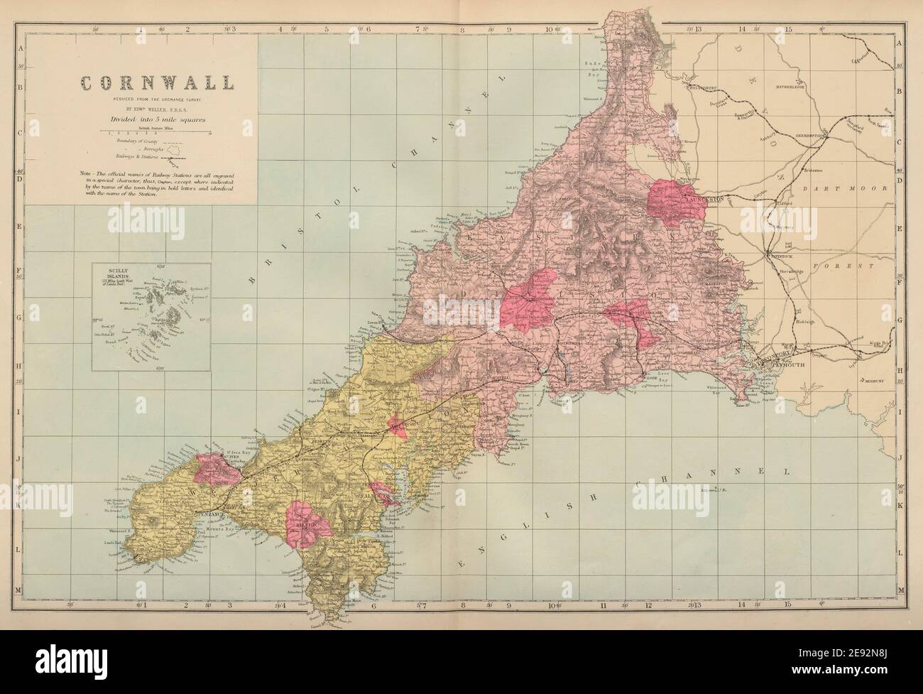 Old map of cornwall fotografías e imágenes de alta resolución - Alamy