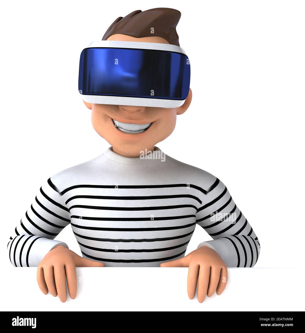 Divertida Ilustración 3d De Un Hombre De Dibujos Animados Con Un Vr