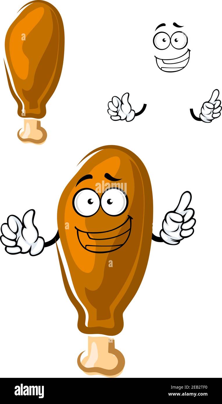 Personaje De Dibujos Animados De Pata De Pollo Frito Mostrando Un Gesto De Atención Con Cara