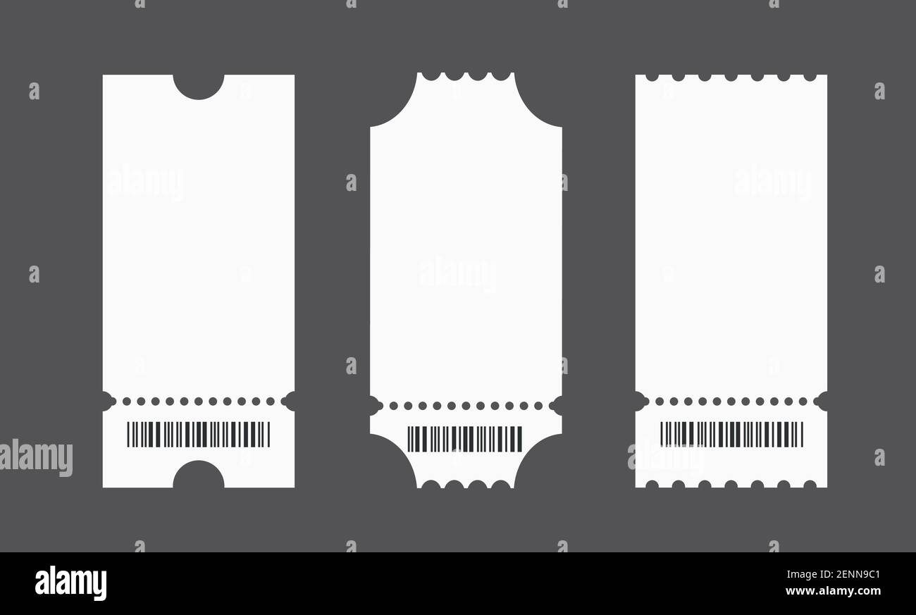 Conjunto de plantillas de ticket vacías aisladas sobre fondo negro. Las ...